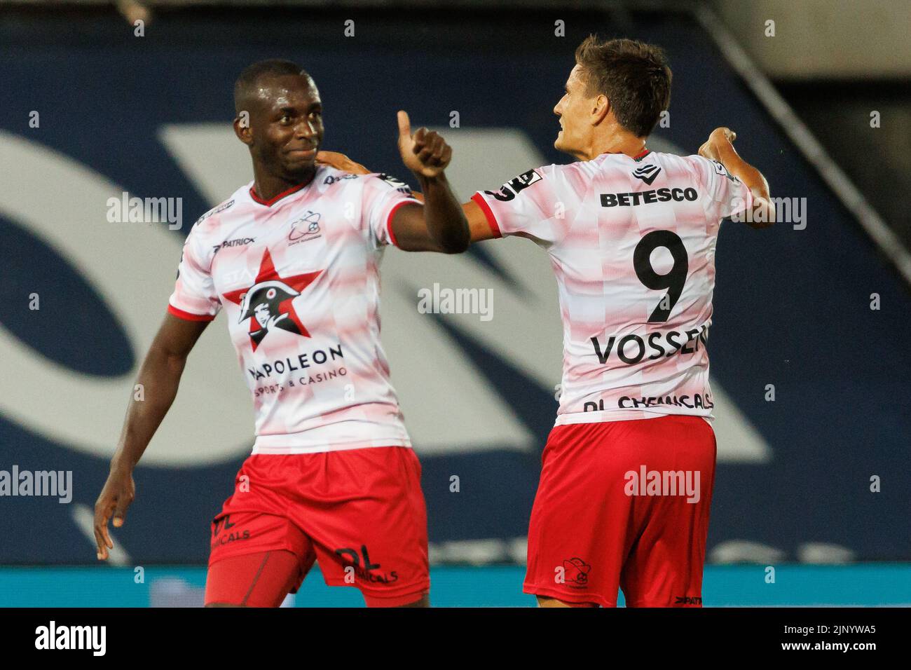 Essevee's Jelle Vossen celebrates after scoring during a soccer match ...