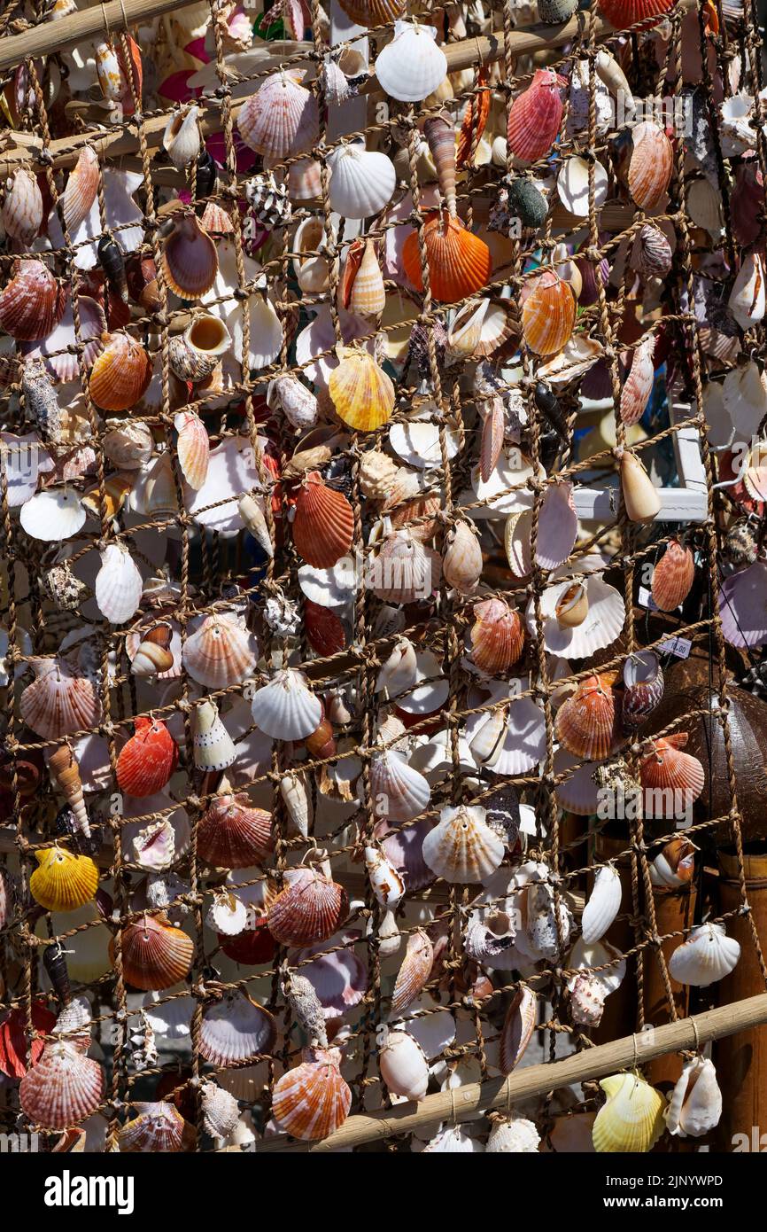 Decorative objects made with sea shells, Thassos island, Macedonia ...