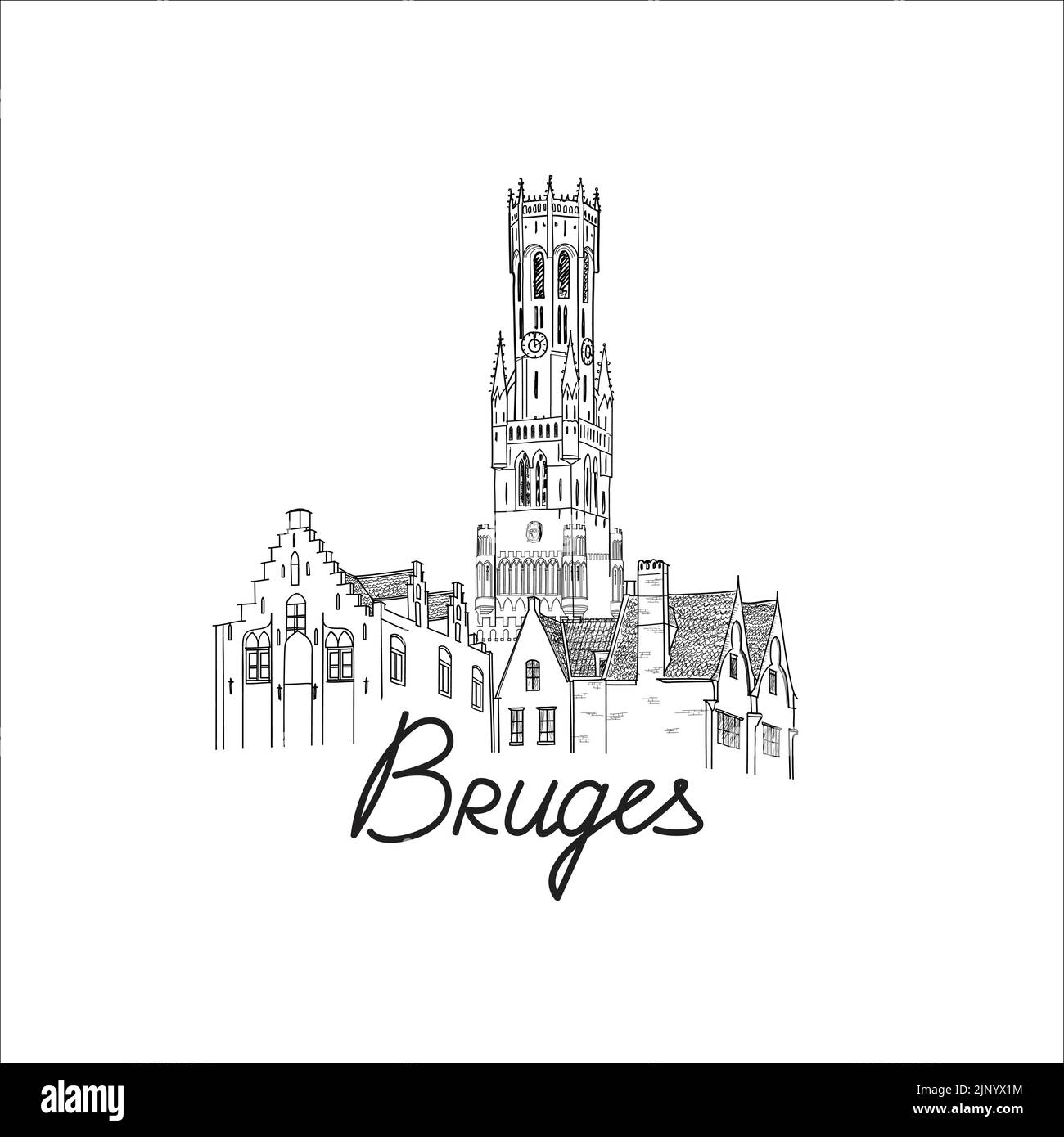 Bruges brugge tower Stock Vector Images - Alamy