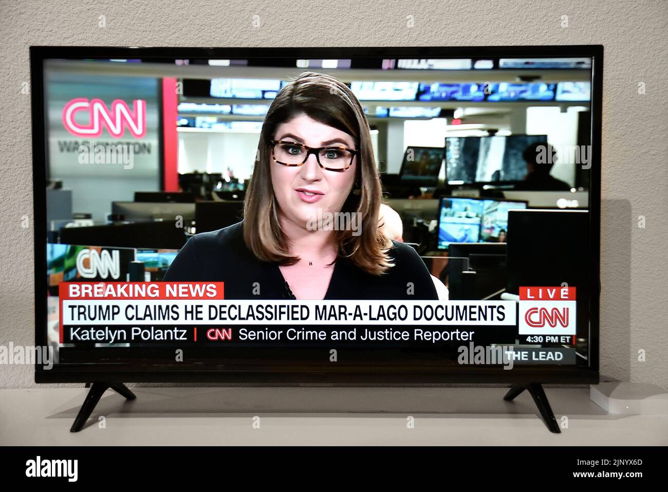 A TV screenshot of Katelyn Polantz, CNN crime and justice reporter ...