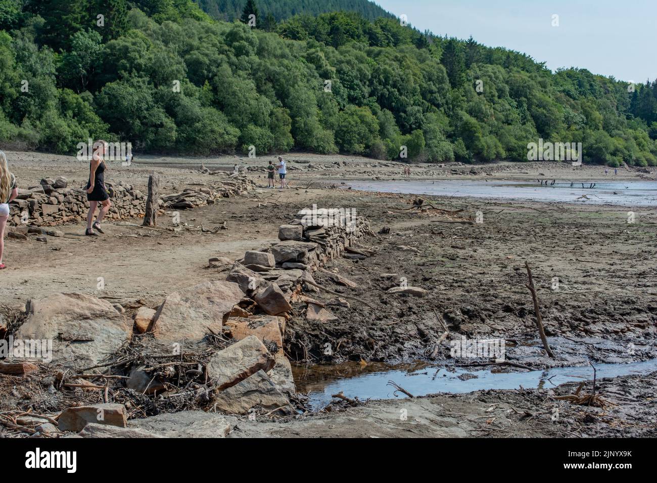 Receding water's at Lake Vyrnwy dam now starting to reveal old roads ...