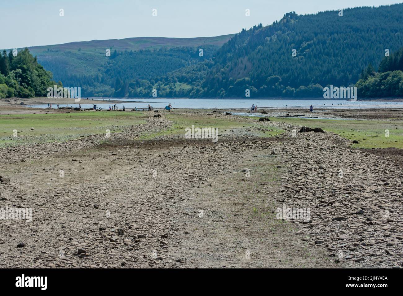 Receding water's at Lake Vyrnwy dam now starting to reveal old roads ...