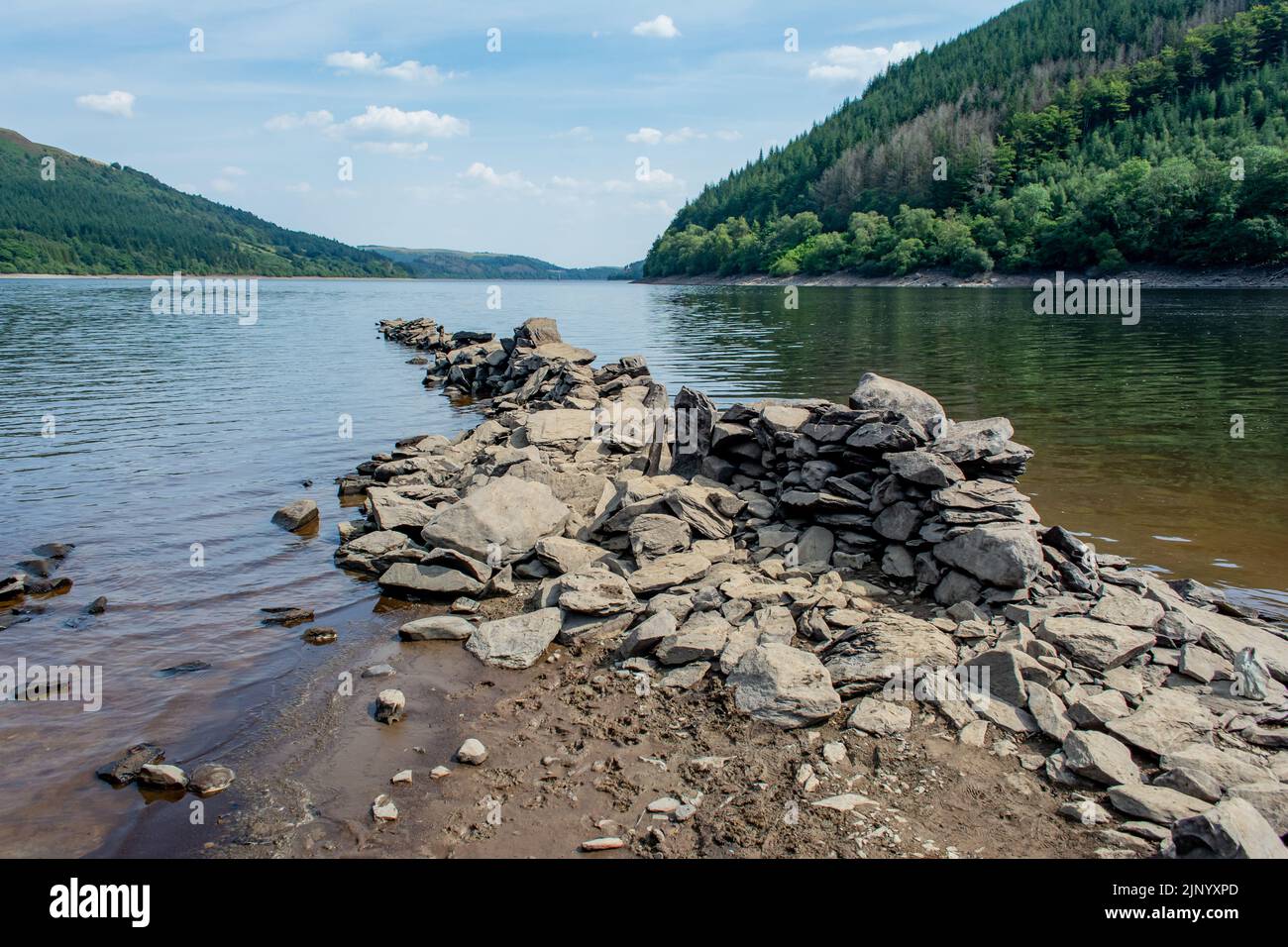 Receding water's at Lake Vyrnwy dam now starting to reveal old roads ...