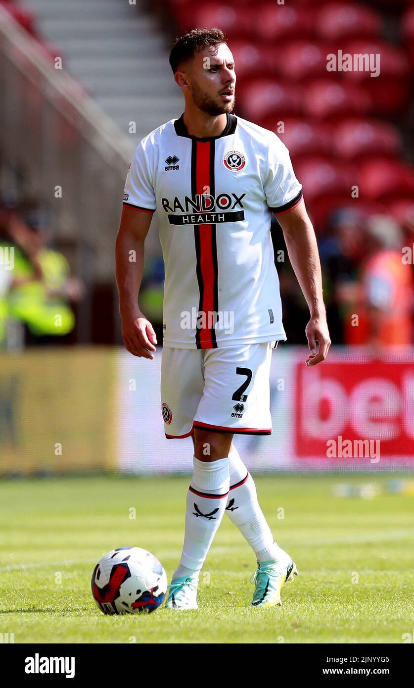 Middlesbrough, UK. 14th Aug, 2022. George Baldock of Sheffield Utd ...