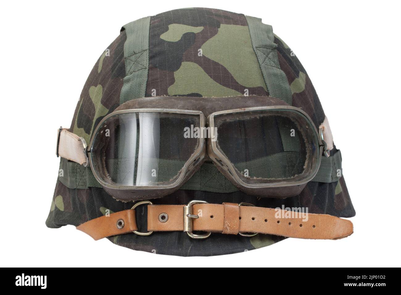 soviet army steel helmet with protective goggles and camouflage cover ...