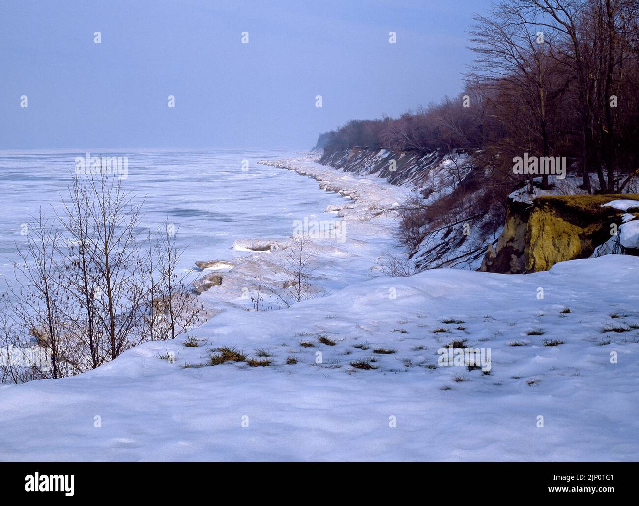 Lake Erie shoreline in February at the David M. Roderick Wildlife ...
