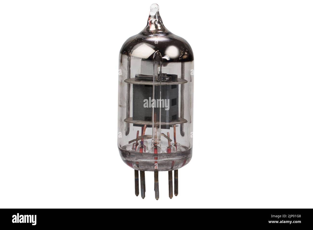 Retro vintage vacuum electronic radio tube. Isolated on white ...