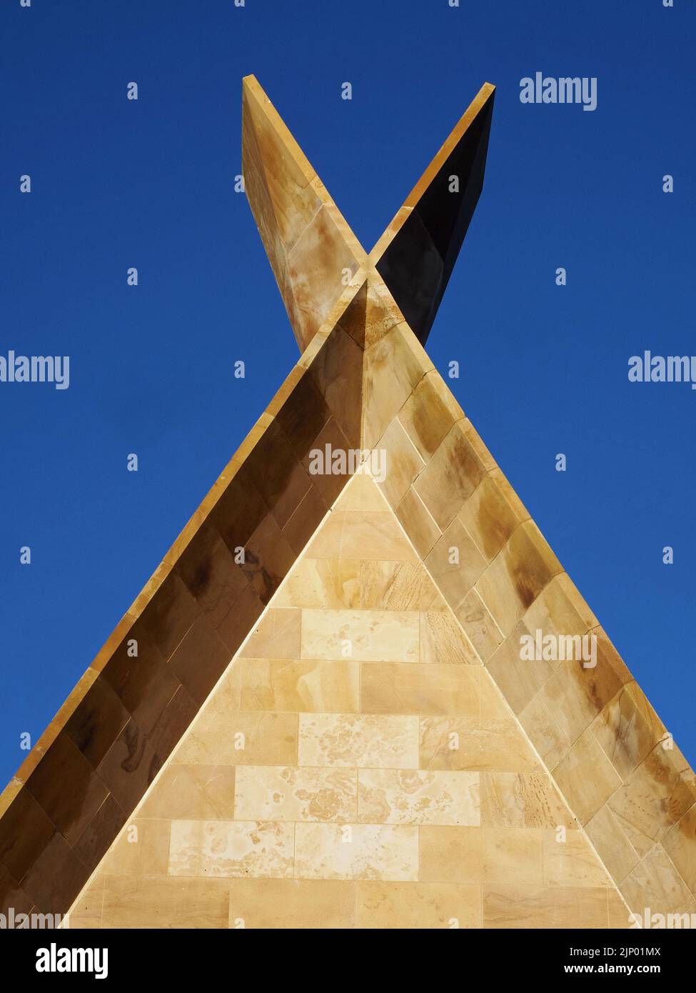 crossing stonework roof elements at apex of newly constructed Faith ...