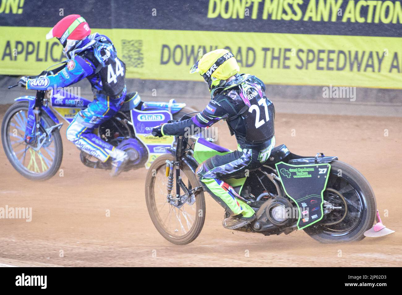 Tom Brennan (Great Britain) (Yellow) chases 44 (Red) during the FIM ...