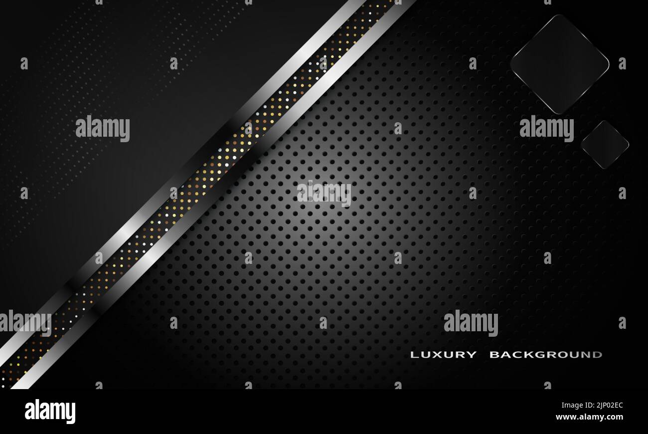 realistic black background with metal gradient and overlap shape Stock ...