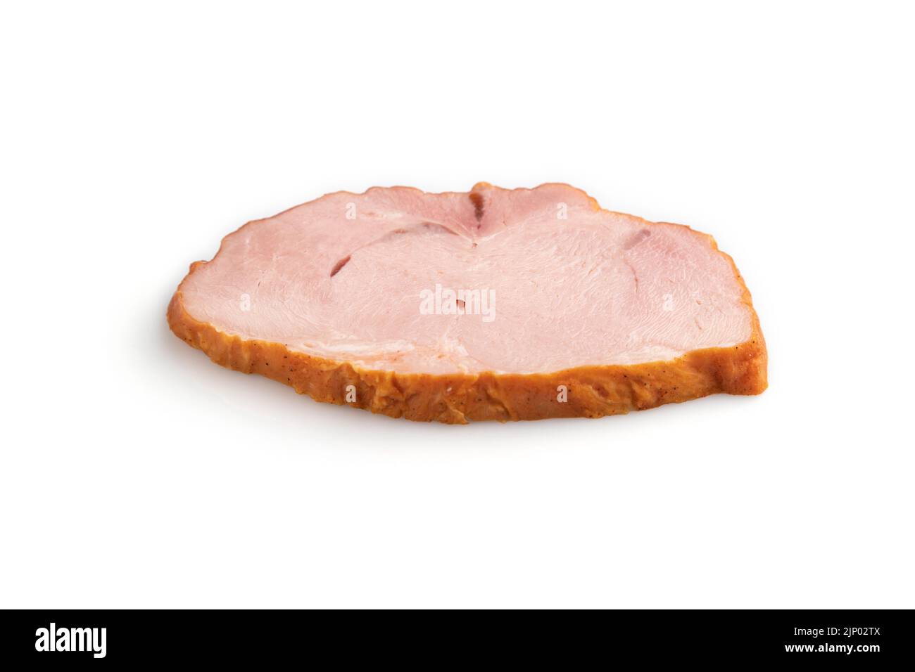 Smoked pork ham isolated on white background. Side view, close up Stock ...