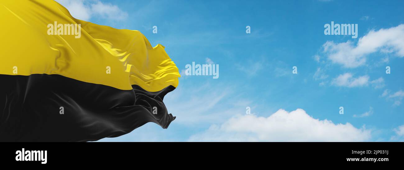 flag of Austronesian peoples Banjar people at cloudy sky background ...