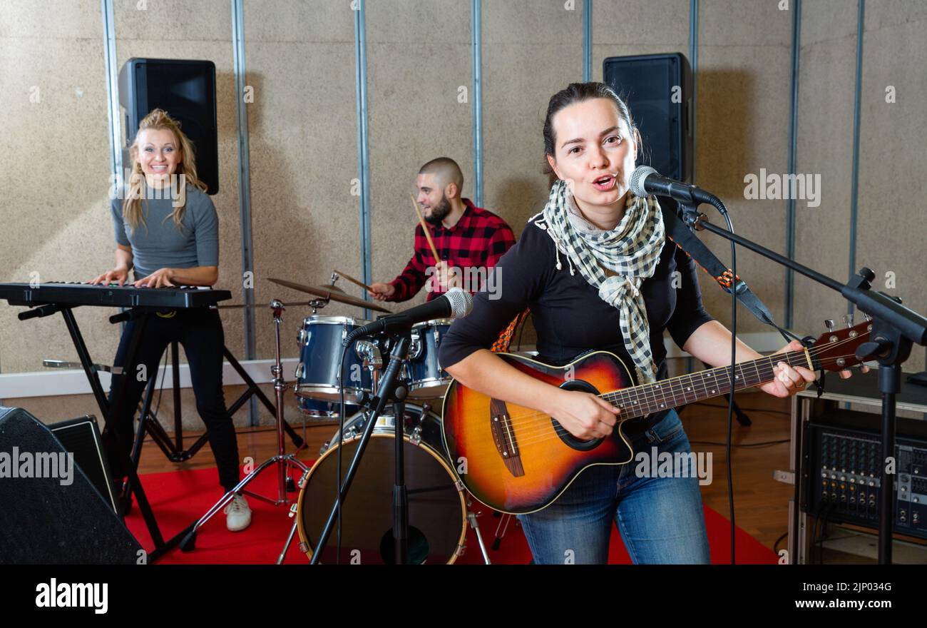 Female singer performing on studio hi-res stock photography and images ...