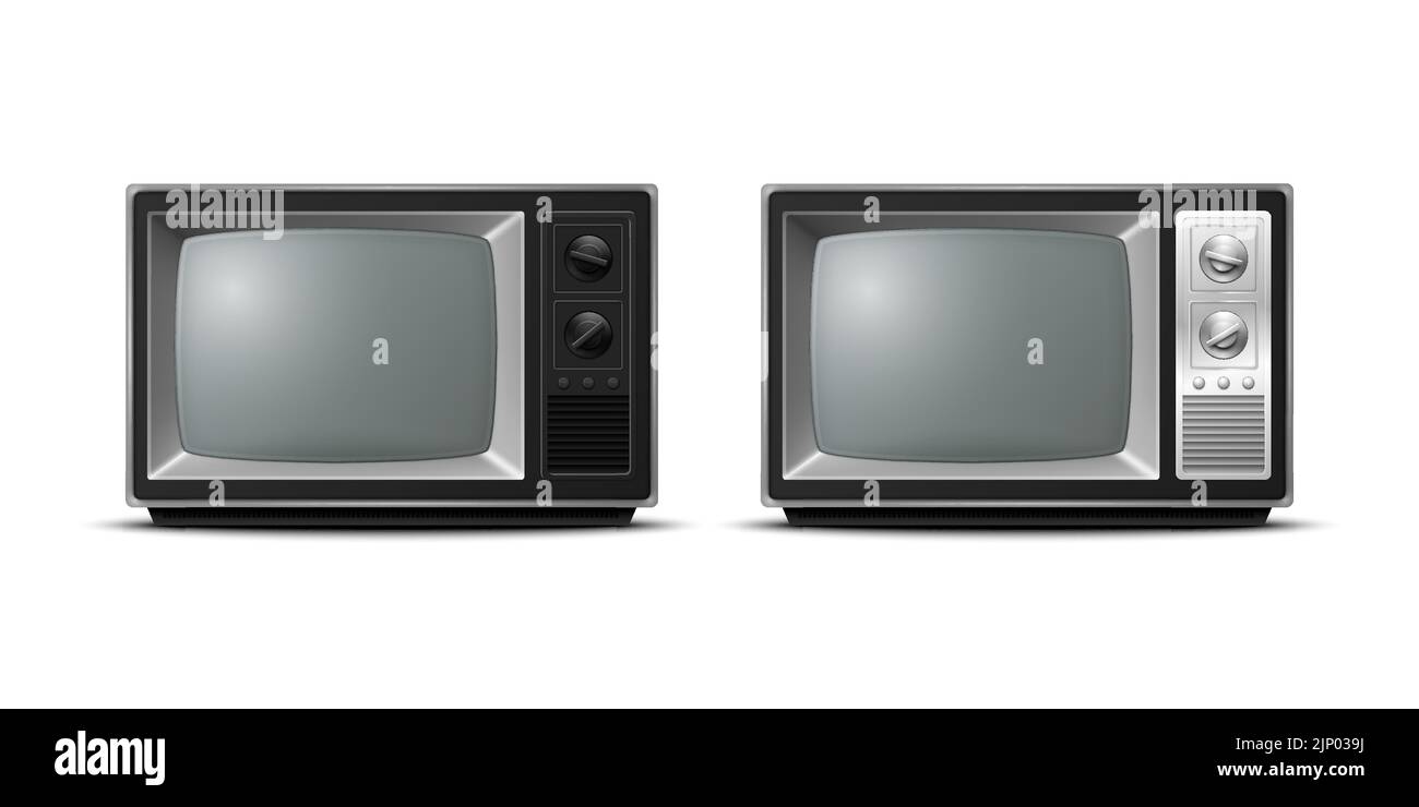 Vector 3d Realistic Retro TV Receiver Closeup Isolated on White ...