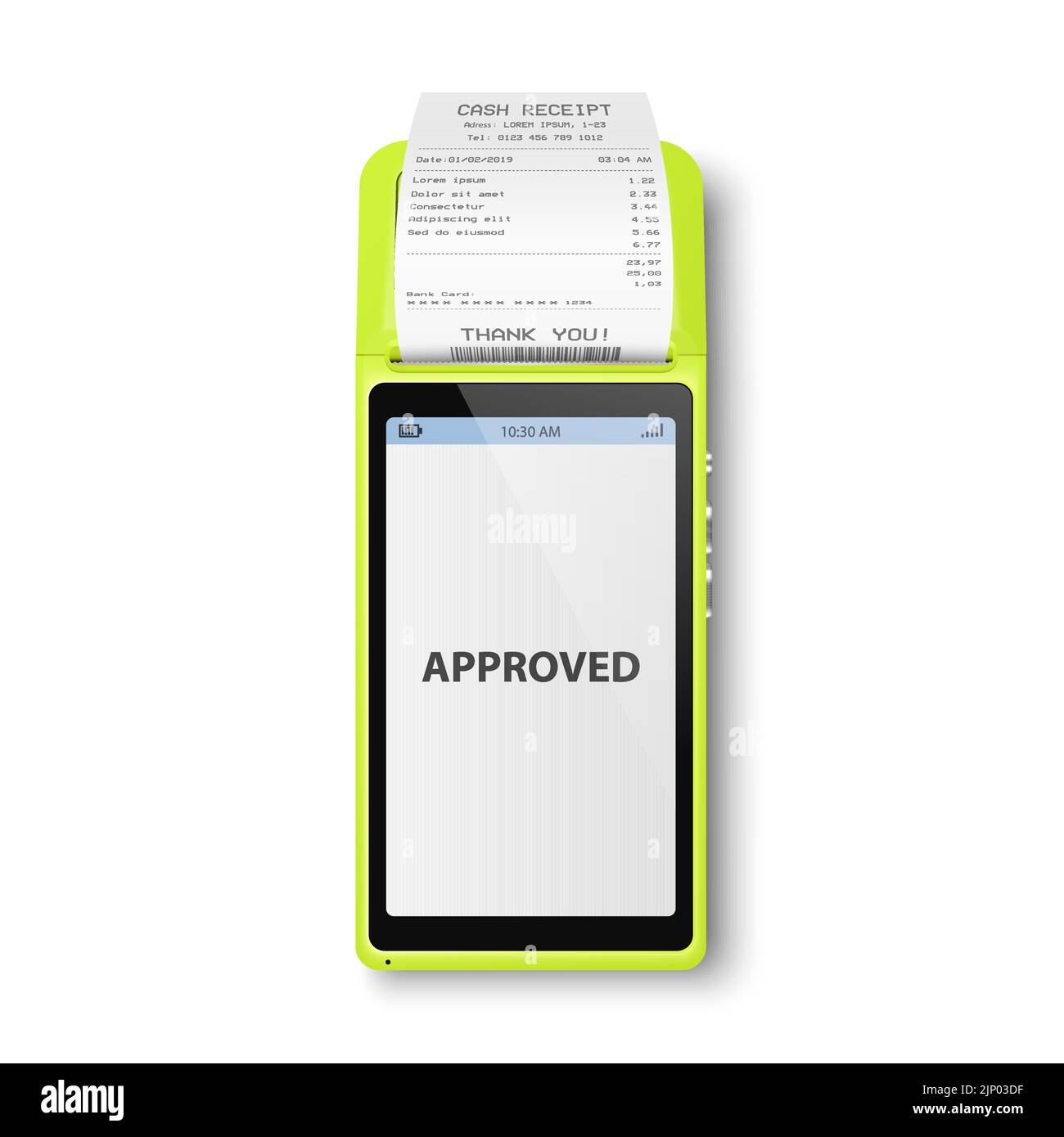 Vector 3d NFC Payment Machine, Approved Status and Paper Check, Receipt ...