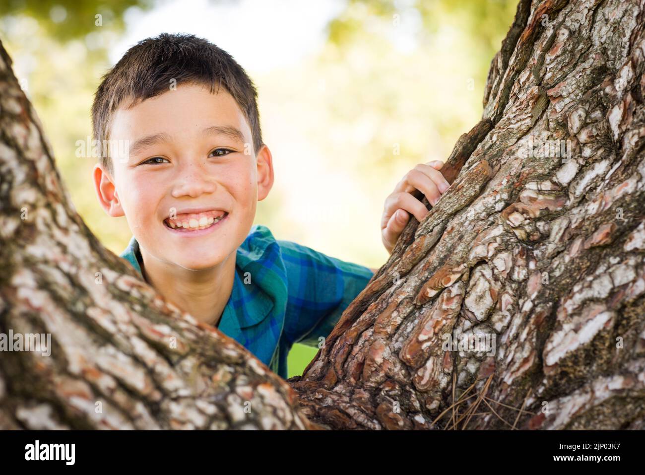 Outdoor portrait of a mixed race Chinese and Caucasian boy Stock Photo ...