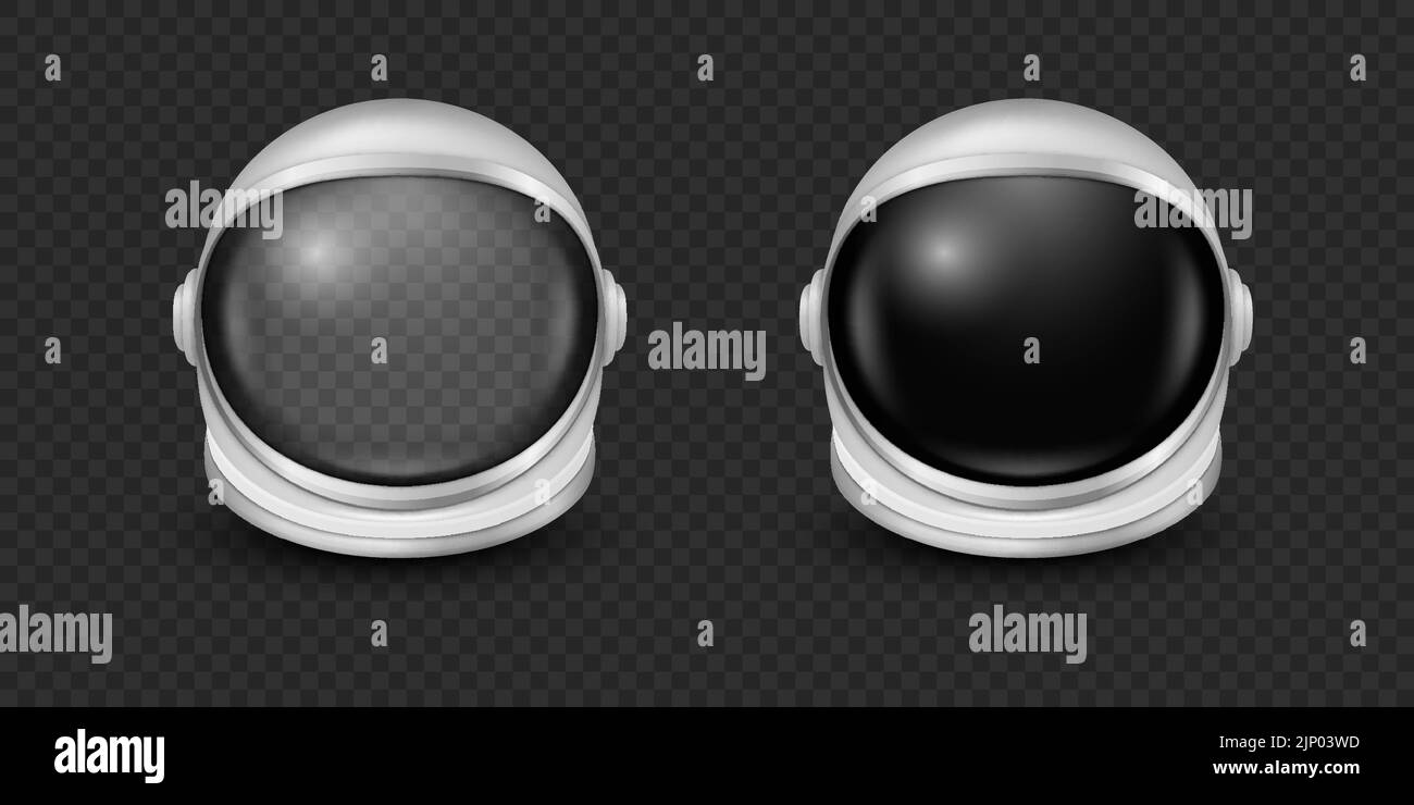 Vector 3d Realistic Astronaut Helmets, Cosmonaut Mask with Transparent ...