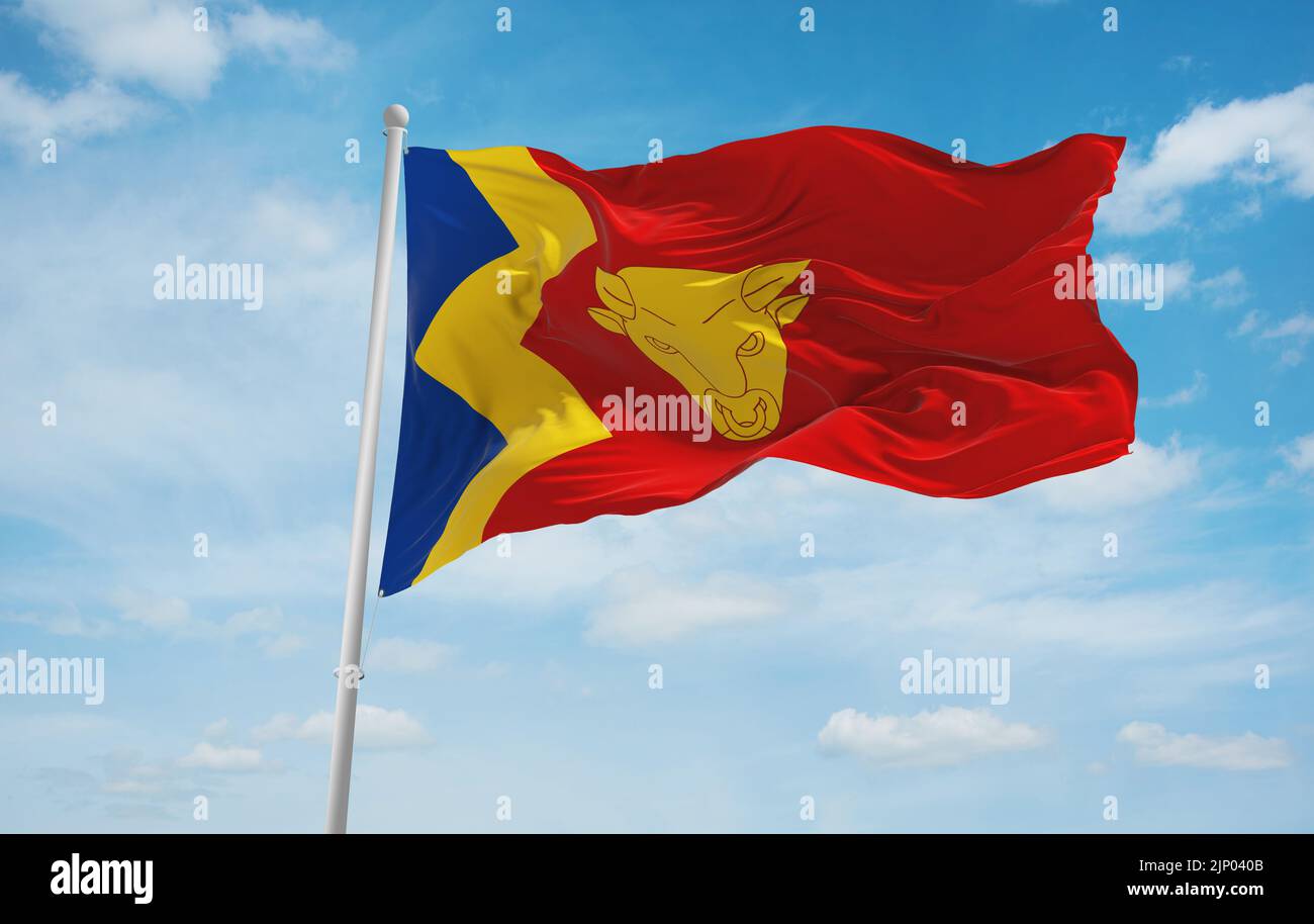 flag of Anglo-Frisian peoples Brummies at cloudy sky background ...