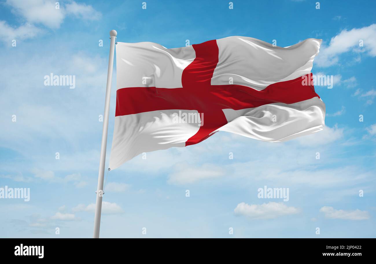 flag of Anglo-Frisian peoples English people at cloudy sky background ...