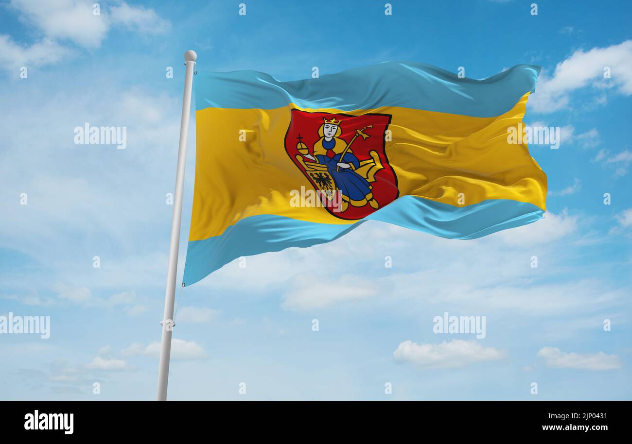 flag of Anglo-Frisian peoples Saterland Frisians at cloudy sky ...