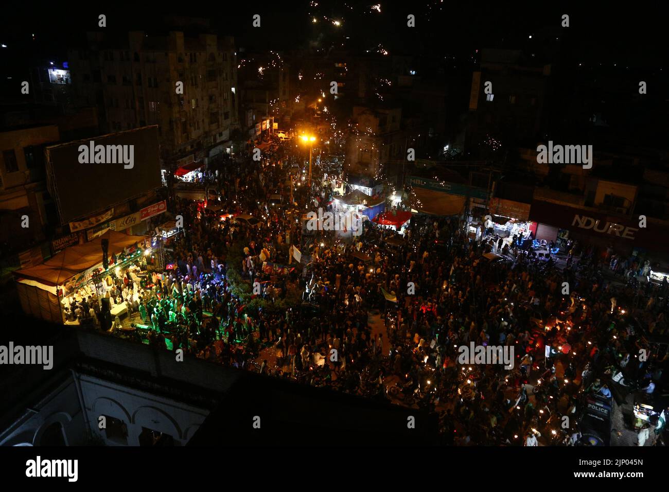 Hyderabad, Sindh, Pakistan. 14th Aug, 2022. A view of a thousands of ...