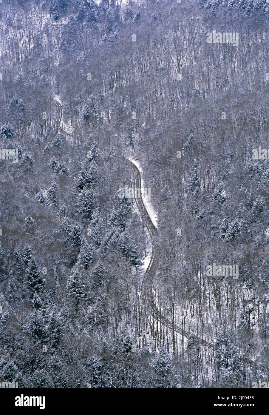 Loyalsock Creek Valley in winter from High Rock vista at Worlds End ...