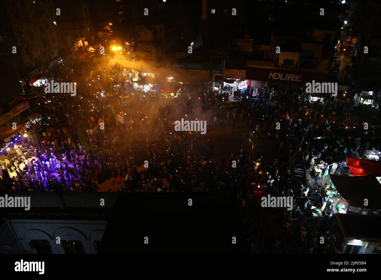 Hyderabad, Sindh, Pakistan. 14th Aug, 2022. A view of a thousands of ...