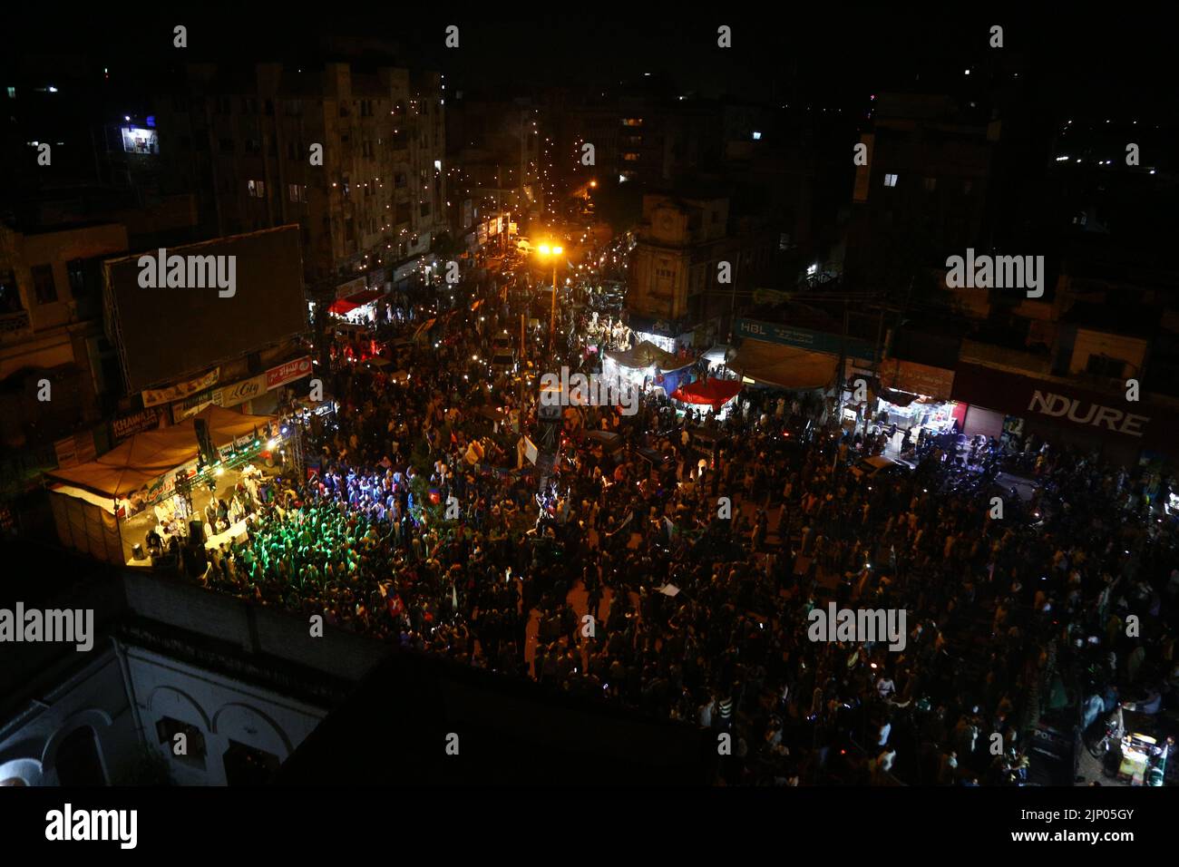 Hyderabad, Sindh, Pakistan. 14th Aug, 2022. A view of a thousands of ...