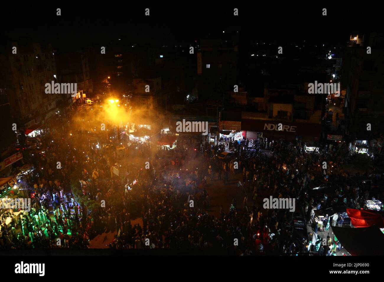Hyderabad, Sindh, Pakistan. 14th Aug, 2022. A view of a thousands of ...