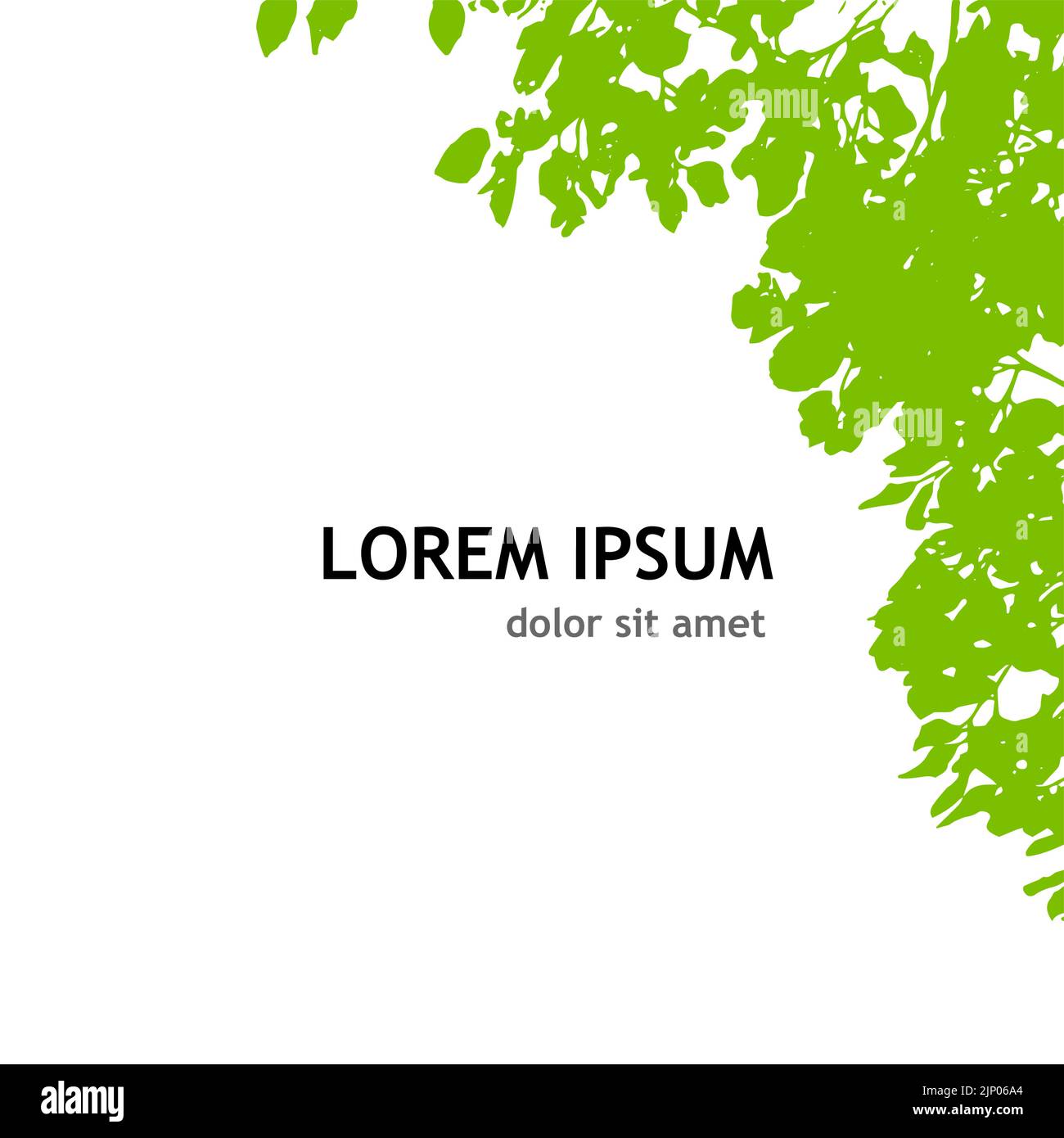 Tree branch with green leaves. Detailed vector plant, isolated on white ...