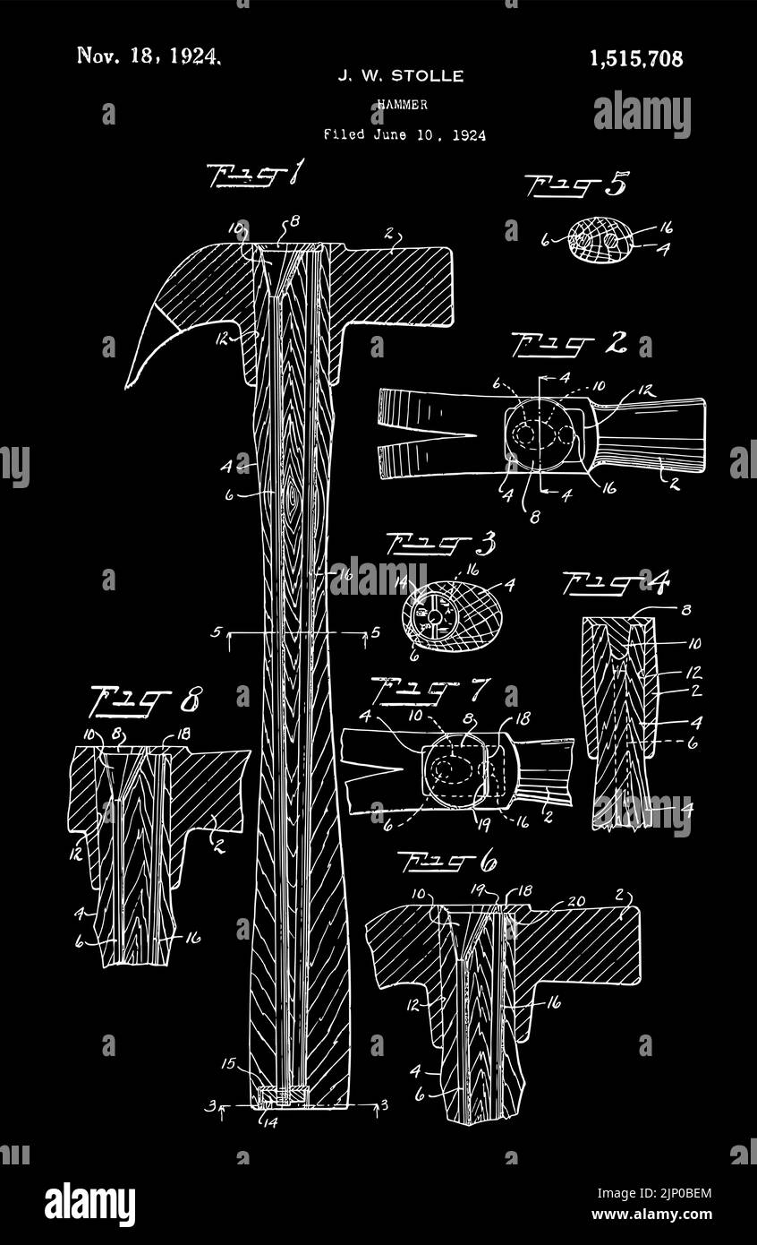 Vintage hammer patent Stock Vector Images - Alamy