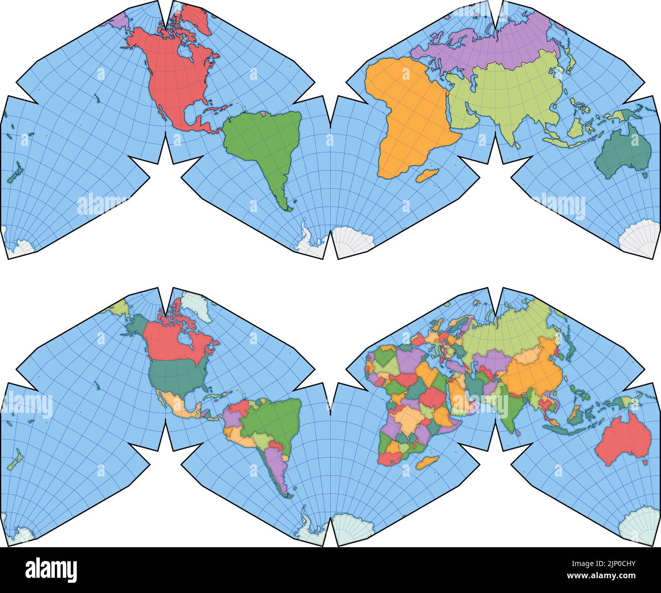 Political World Map Cahill-Keyes projection Stock Vector Image & Art ...