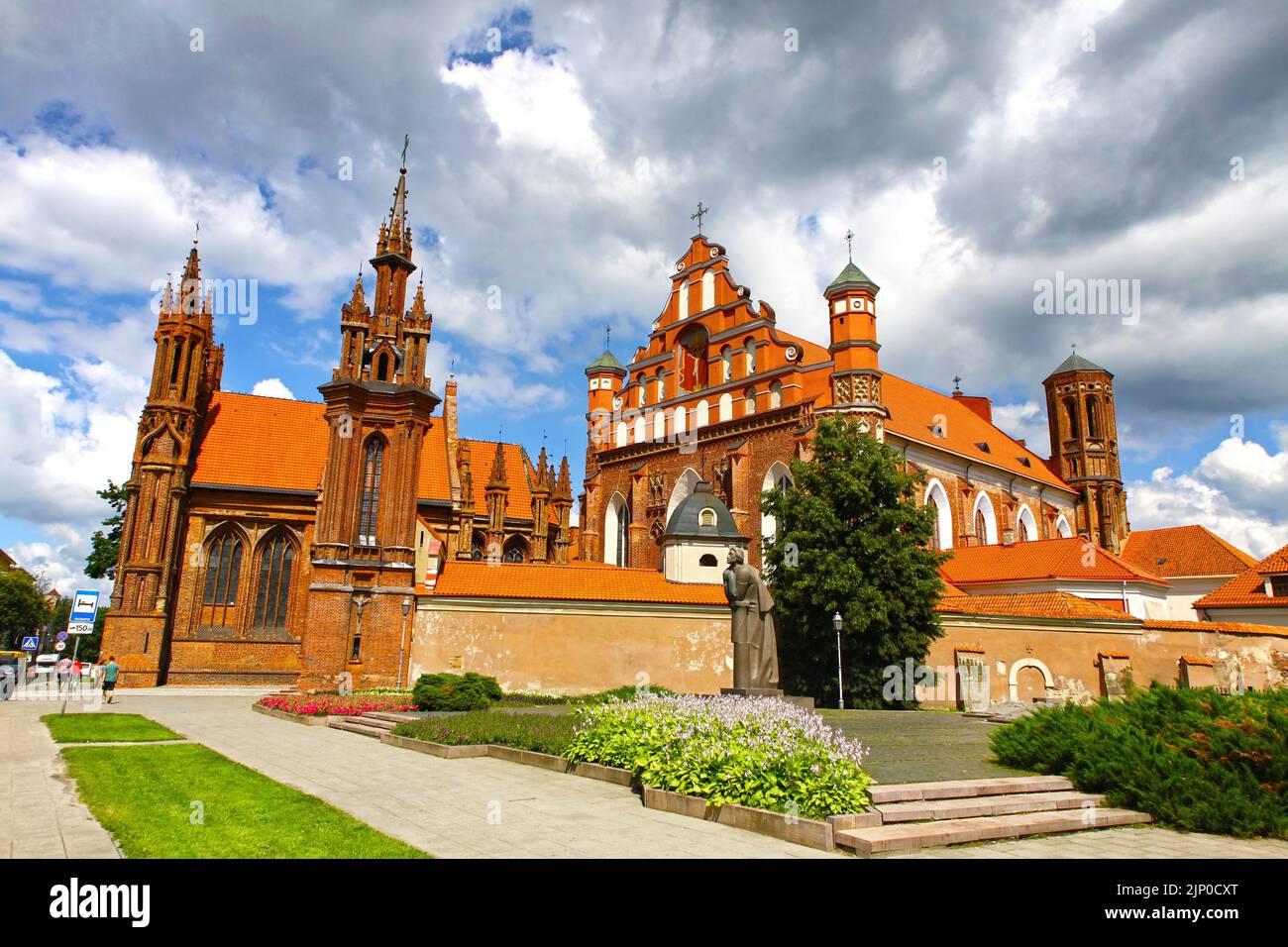 St. Anne's Church (Lithuanian: Sv. Onos baznycia) on left and Church of ...