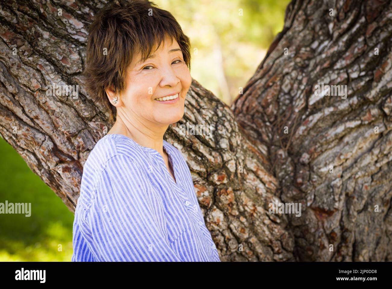 Outdoor portrait of a happy senior adult Chinese woman Stock Photo - Alamy