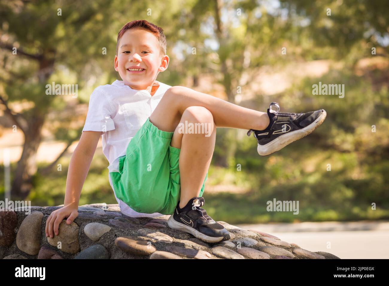 Outdoor portrait of a mixed race Chinese and Caucasian boy Stock Photo ...