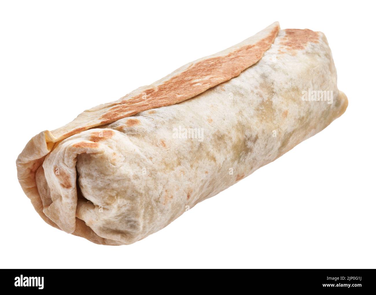 One mexican burrito over white isolated background Stock Photo - Alamy