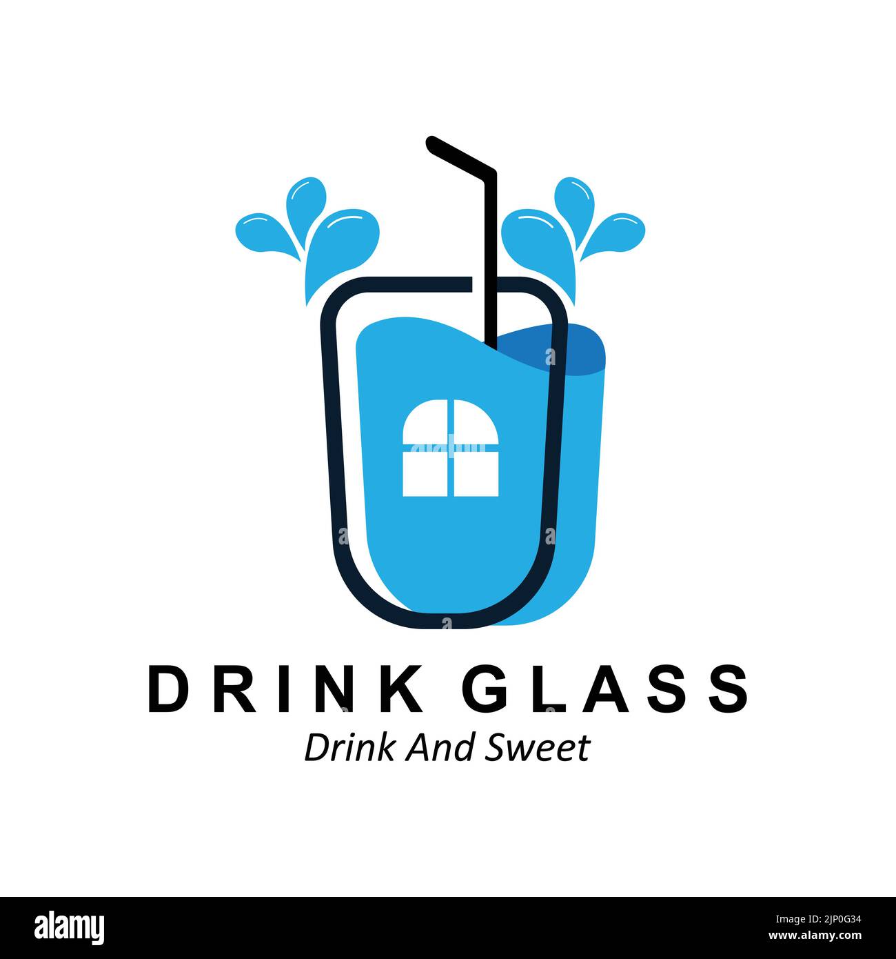 Water glass straw drawing vector Cut Out Stock Images & Pictures - Alamy