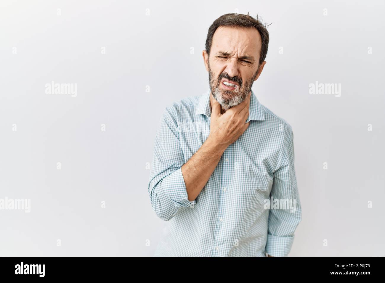 Middle Age Hispanic Man With Beard Standing Over Isolated Background