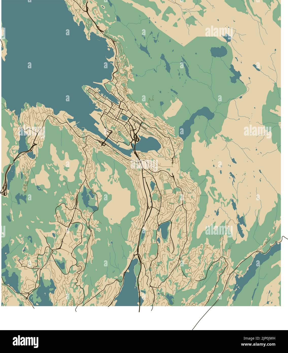Vector editable city map of Bergen, Norway Stock Vector Image & Art - Alamy