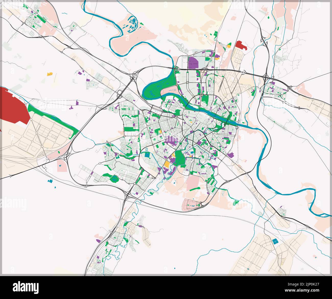 Vector editable city map of Zaragoza, Spain Stock Vector Image & Art ...
