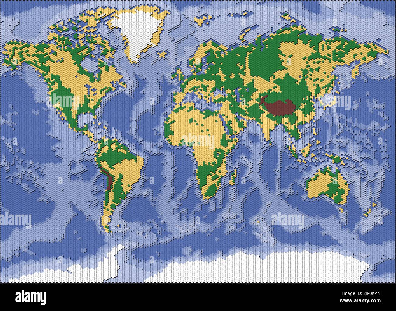 Vector Physical World Map Hexagon Stock Vector Image & Art - Alamy