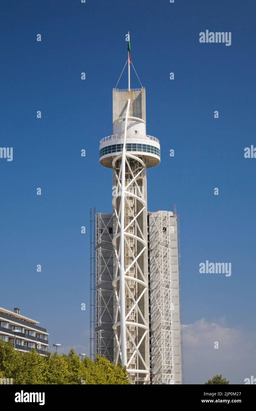 Modern architectural building with an observation deck in Lisbon ...