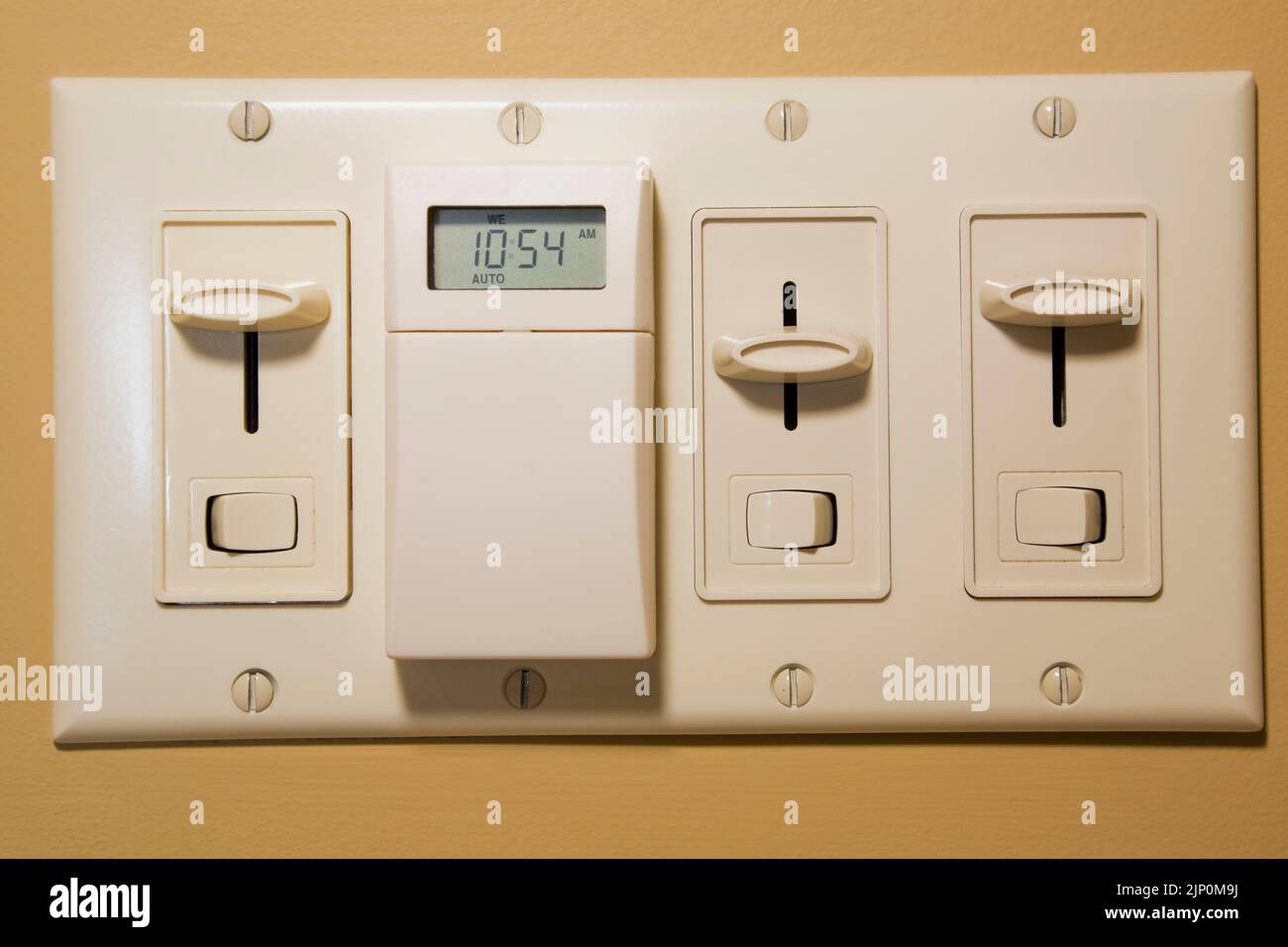Close-up of electrical wall switches inside home Stock Photo - Alamy