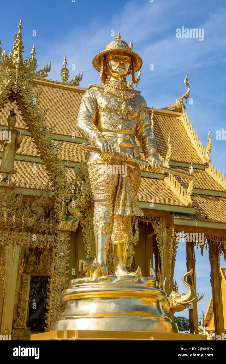 King Taksin great statue in front of Wat Pak Nam Jolo in Chachoengsao ...
