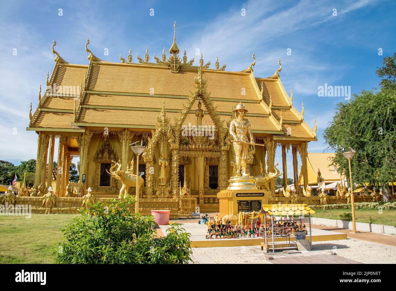 King Taksin great statue in front of Wat Pak Nam Jolo in Chachoengsao ...