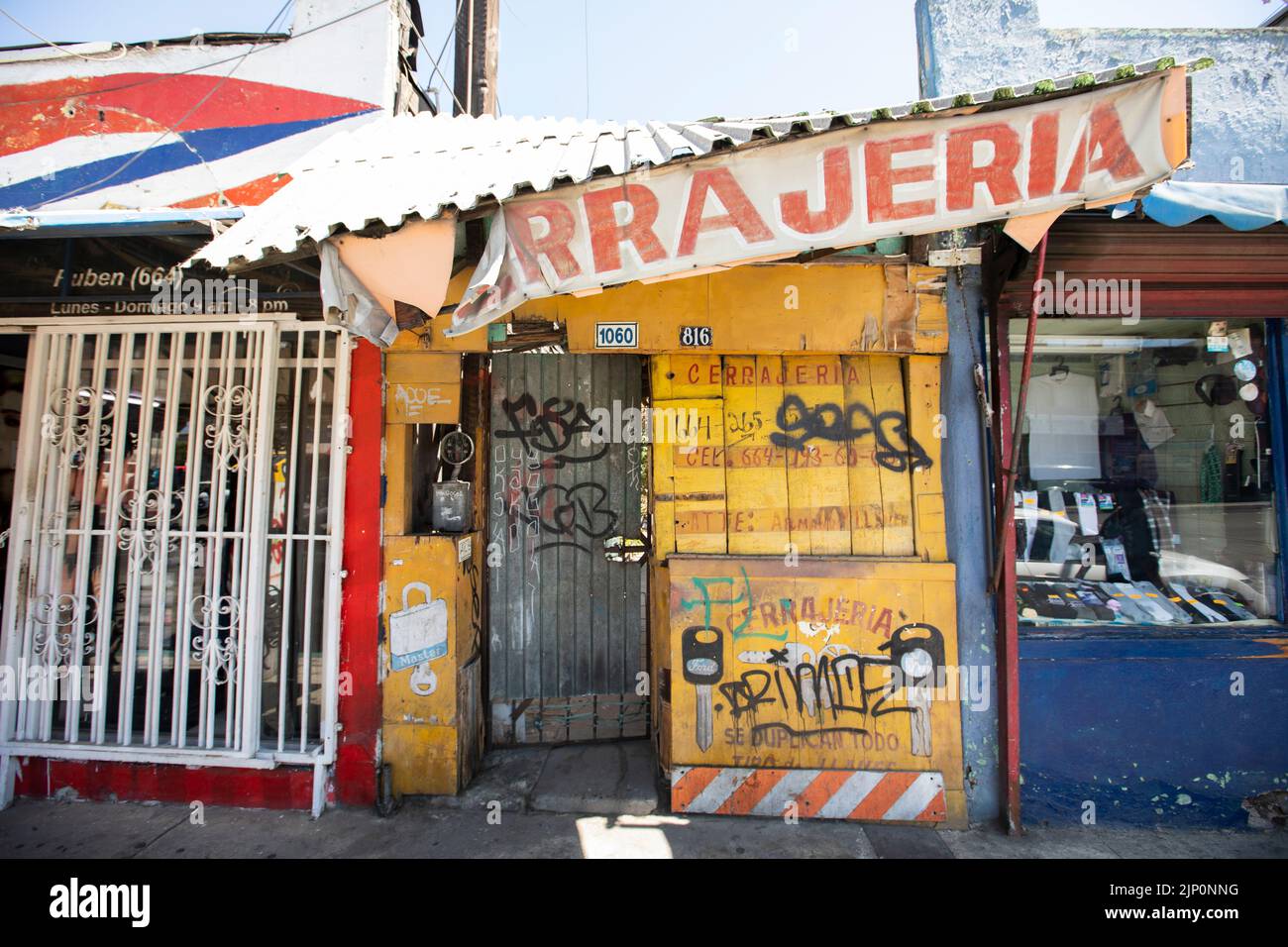 Tijuana, Baja California, Mexico - September 11, 2021: Gang graffiti ...
