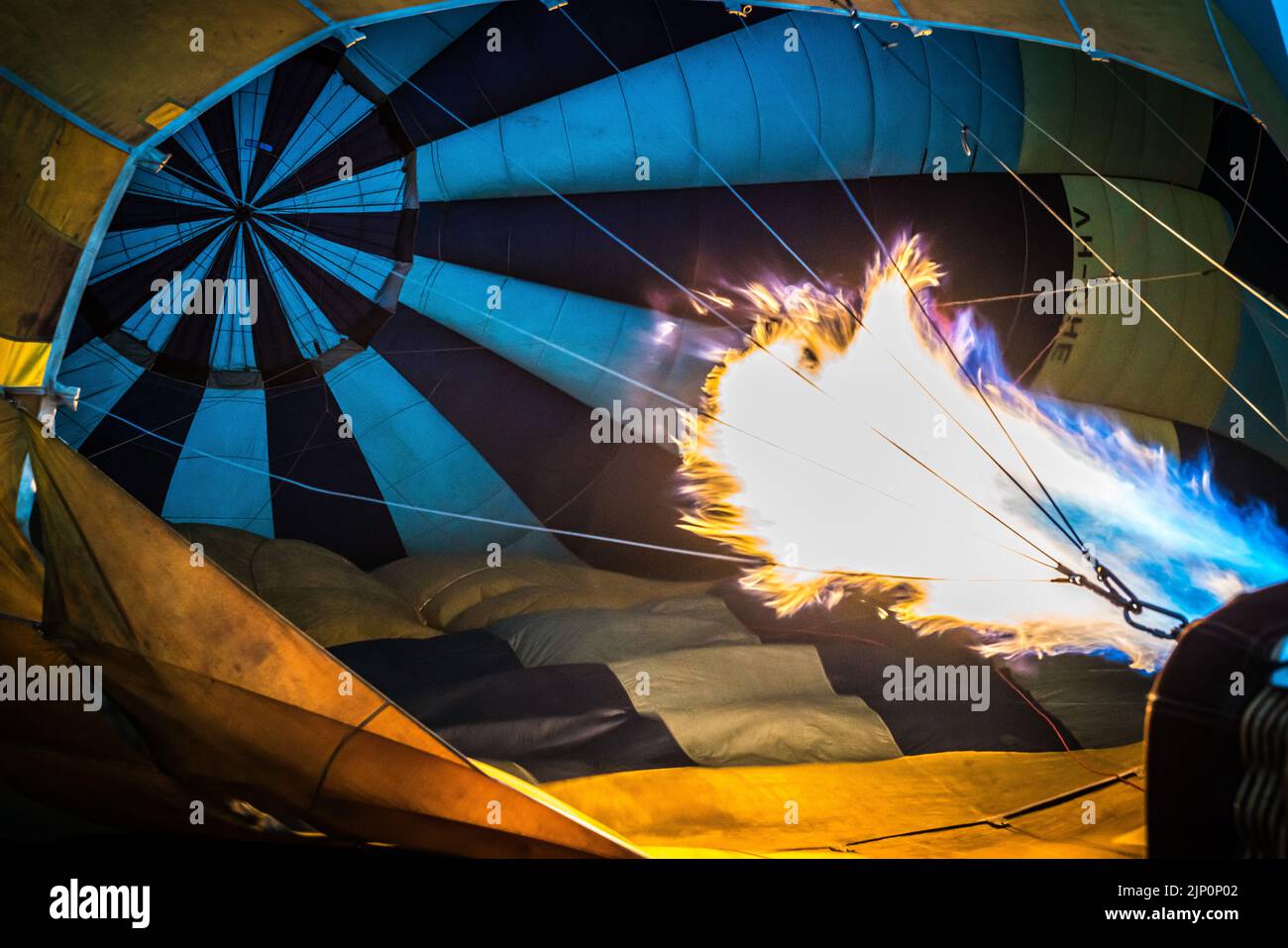 Hot air balloon being filled while on the ground Stock Photo - Alamy