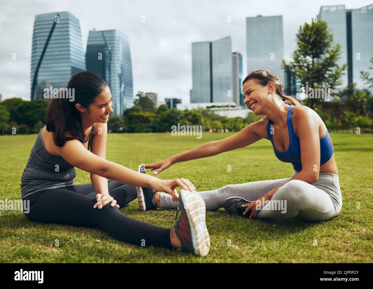 Their warm ups are much more fun when theyre together. Full length shot ...