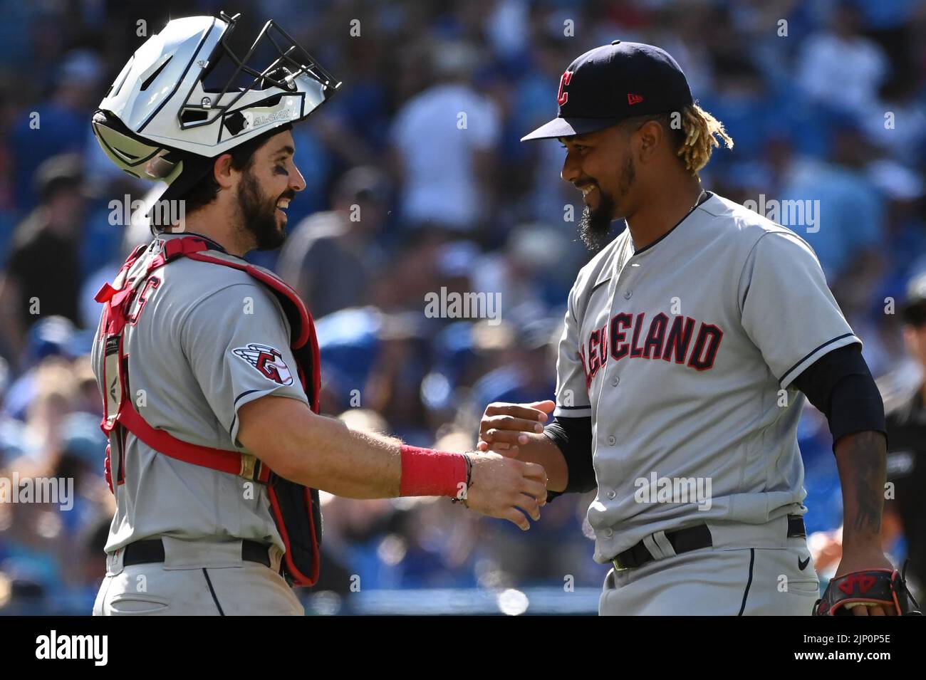 Cleveland Guardians closing pitcher pitcher Emmanuel Clase, right ...