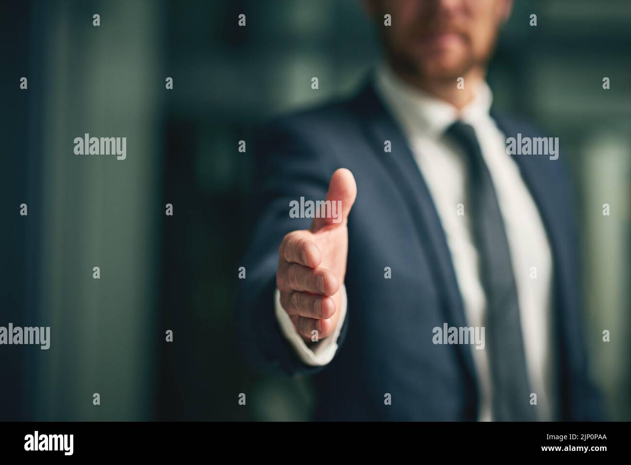 Handshake, hiring and contact with a business man offering his hand in ...